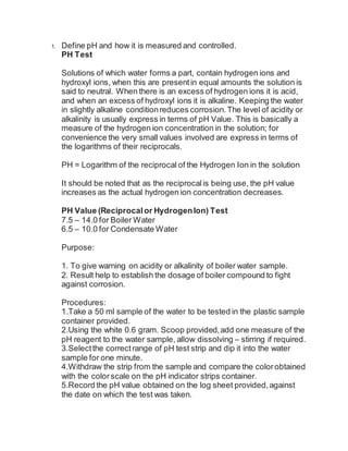 Boiler water testing | PDF
