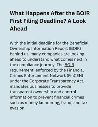 Understanding BOIR: Your Guide to Beneficial Ownership | PDF