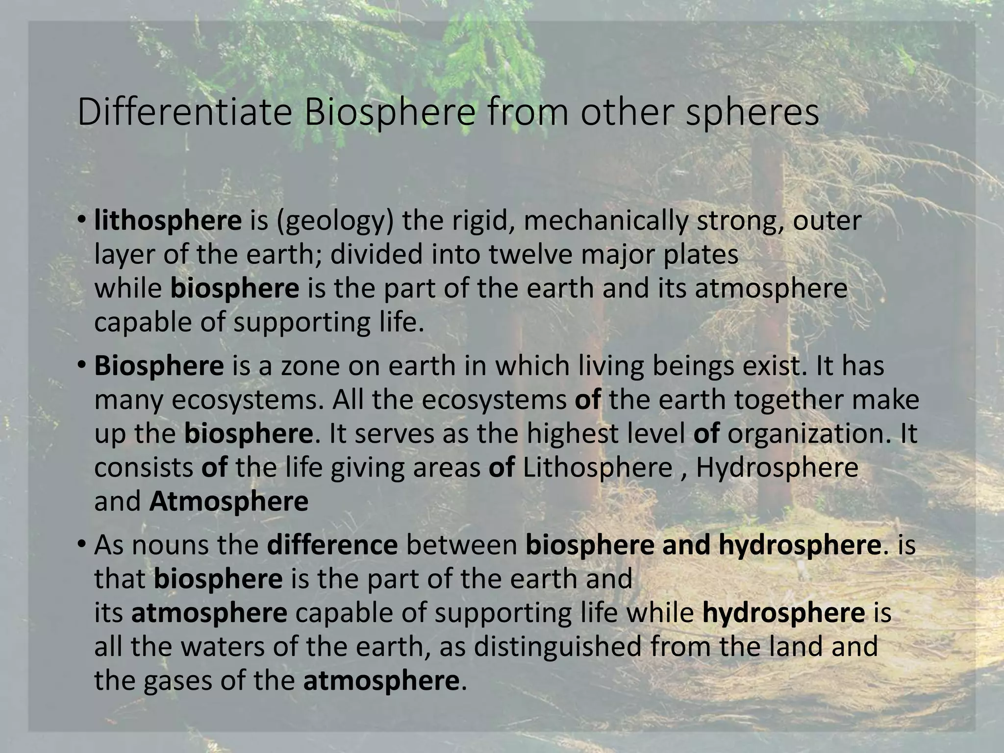 Biosphere and hydrosphere | PPTX