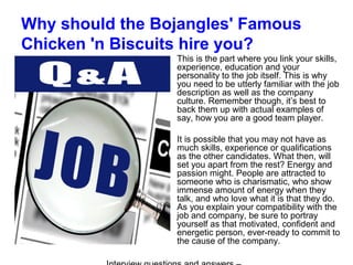 Bojangles' famous chicken 'n biscuits interview questions and answers | PPT