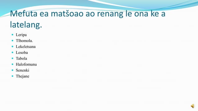 Mats'oao a liphoofolo ka Pokane Bokhatsi | PPTX