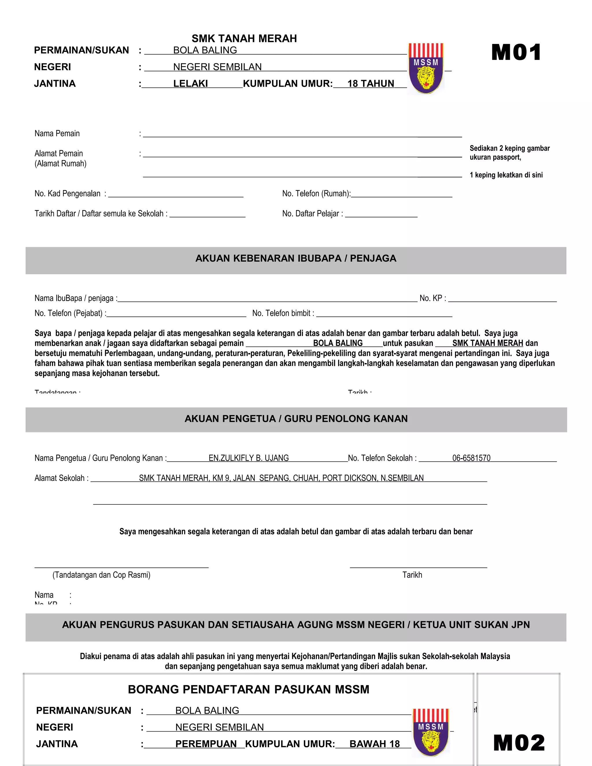 Bola baling borang m01 dan m02 | DOC