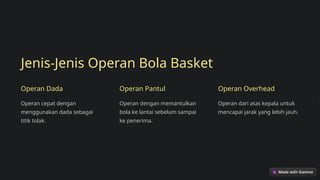 TEKNIK DASAR PERMAINAN BOLA BASKET KELAS XI | PPTX