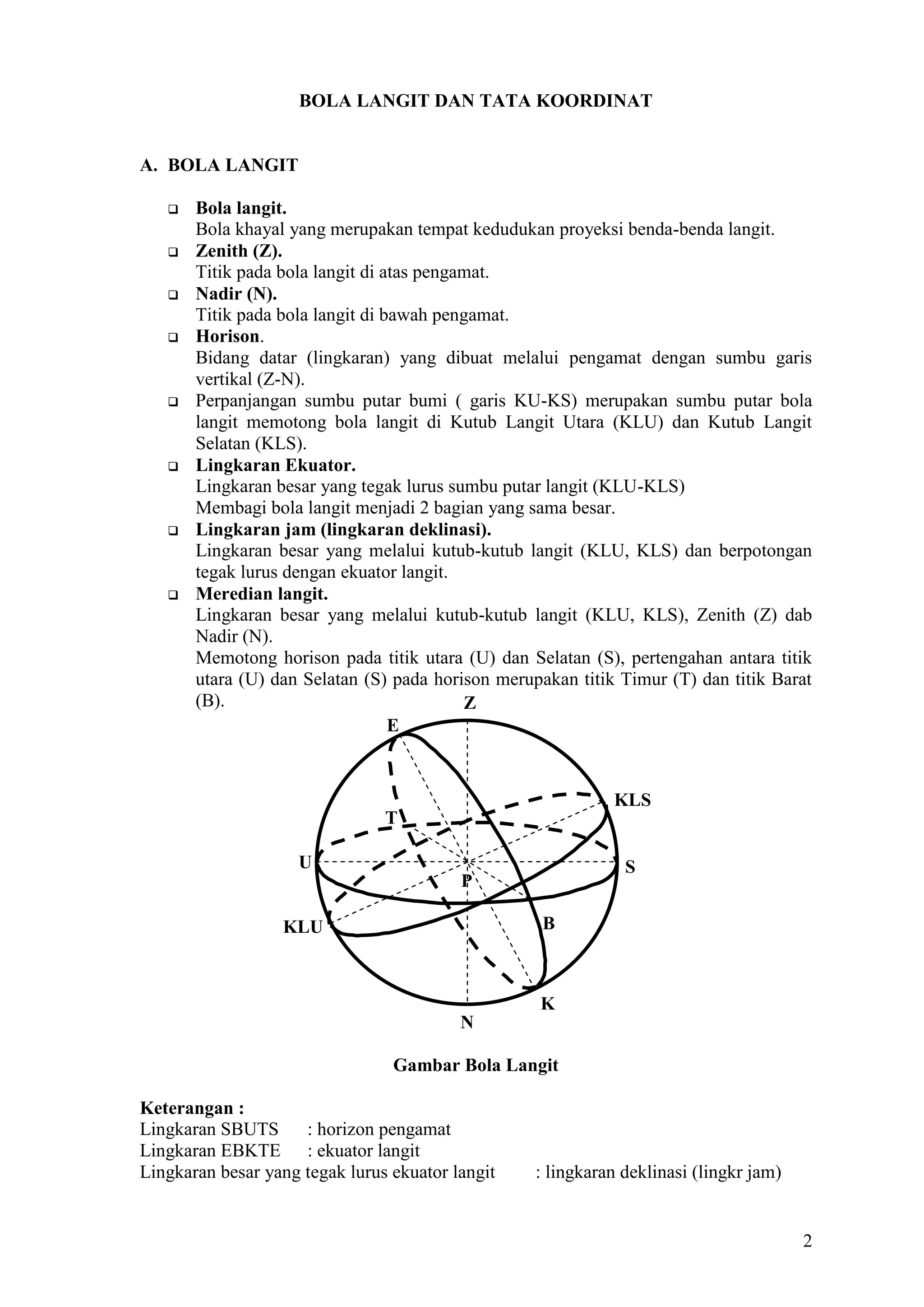 Bola langit dan tata koordinat | PDF