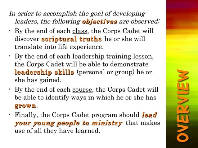 BOLD for Corps Cadets Leader Training | PPT