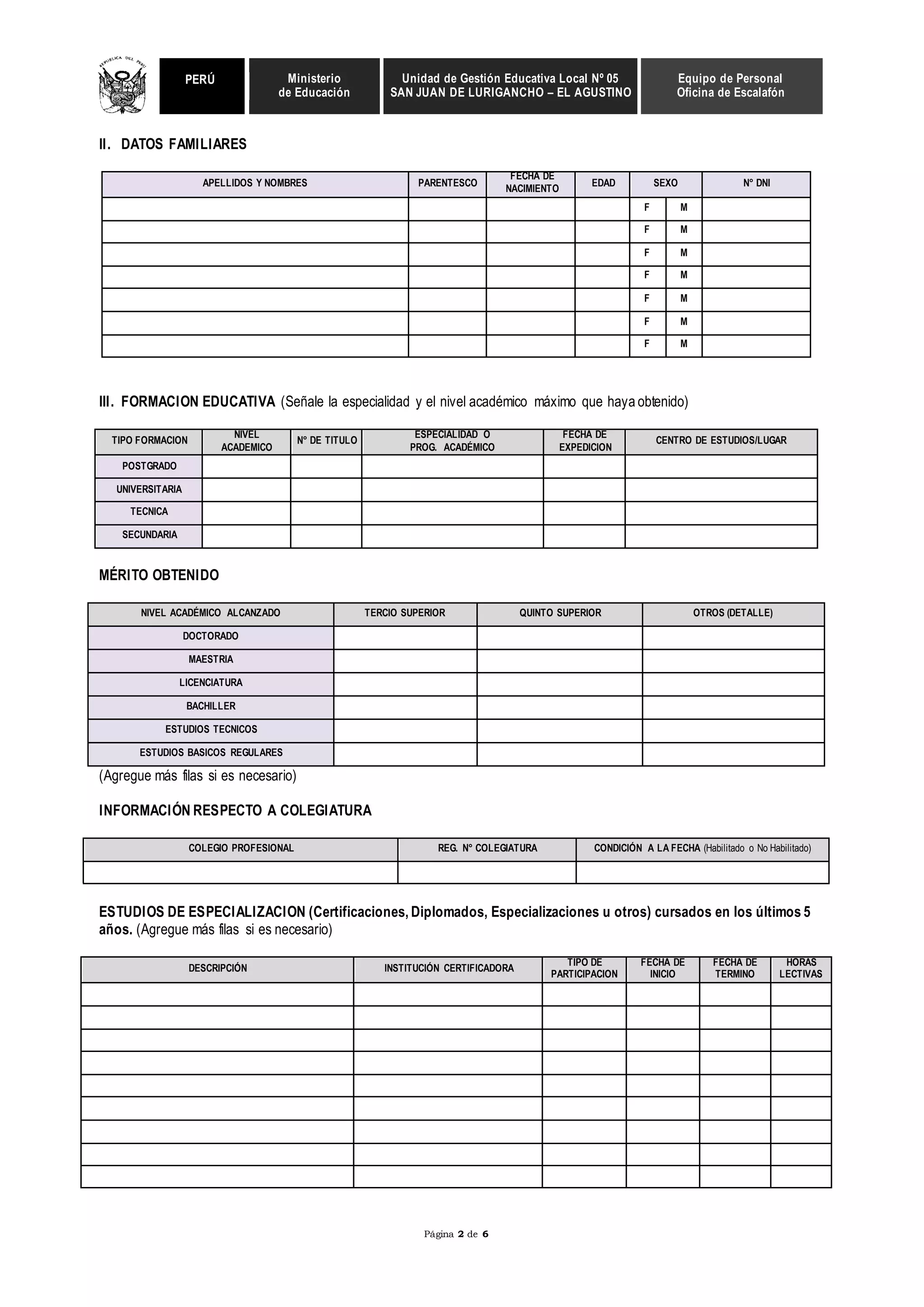 Boleta pesonal escalafon | DOC | Graduation | Personal Celebrations ...