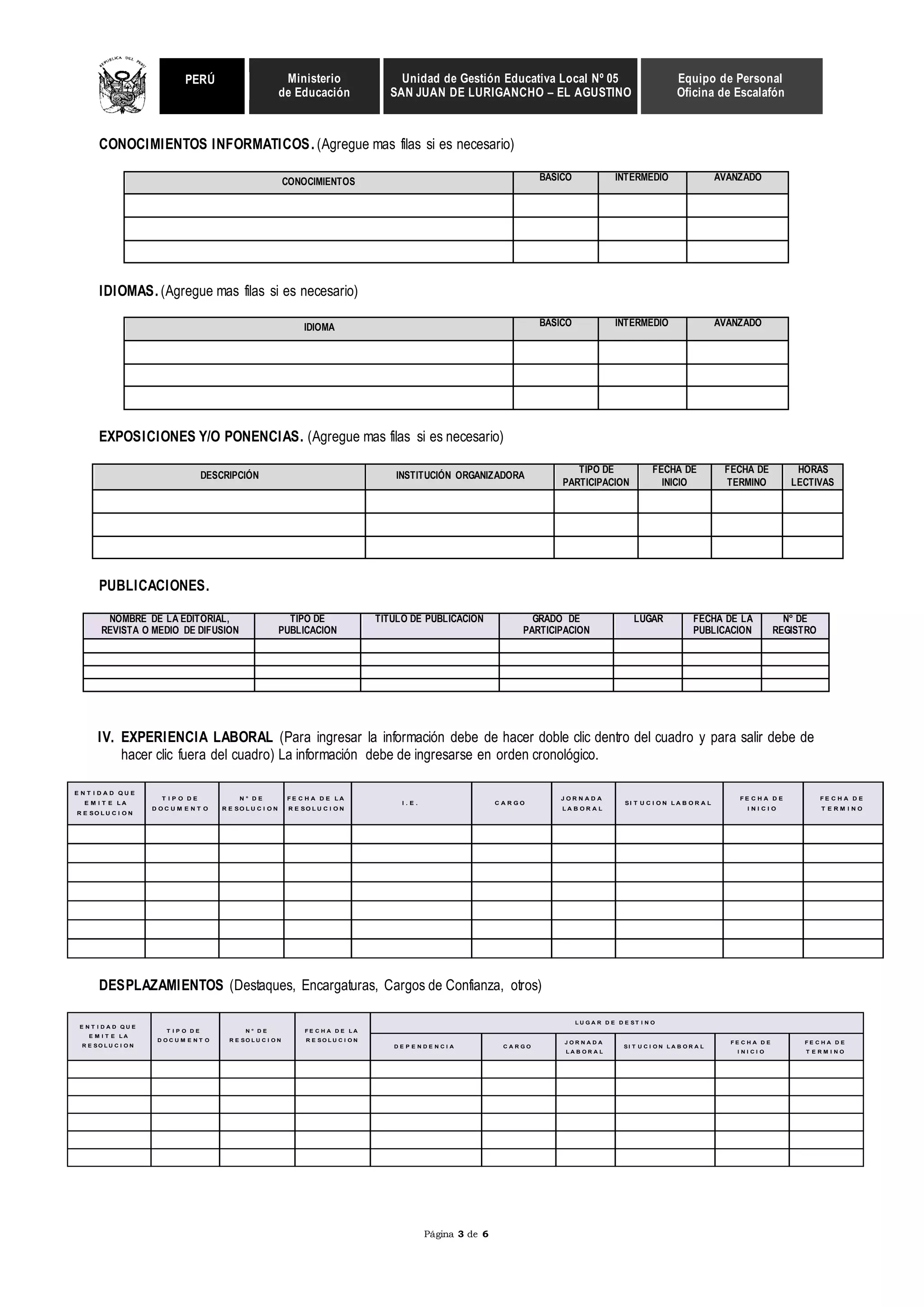 Boleta pesonal escalafon | DOC | Graduation | Personal Celebrations ...