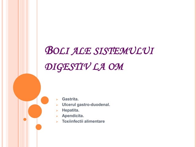 Boli ale sistemului digestiv la om | PPTX