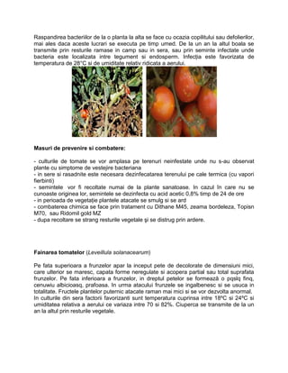 Bolile la tomate si tratamente | DOCX