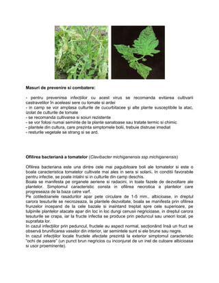 Bolile la tomate si tratamente | PDF