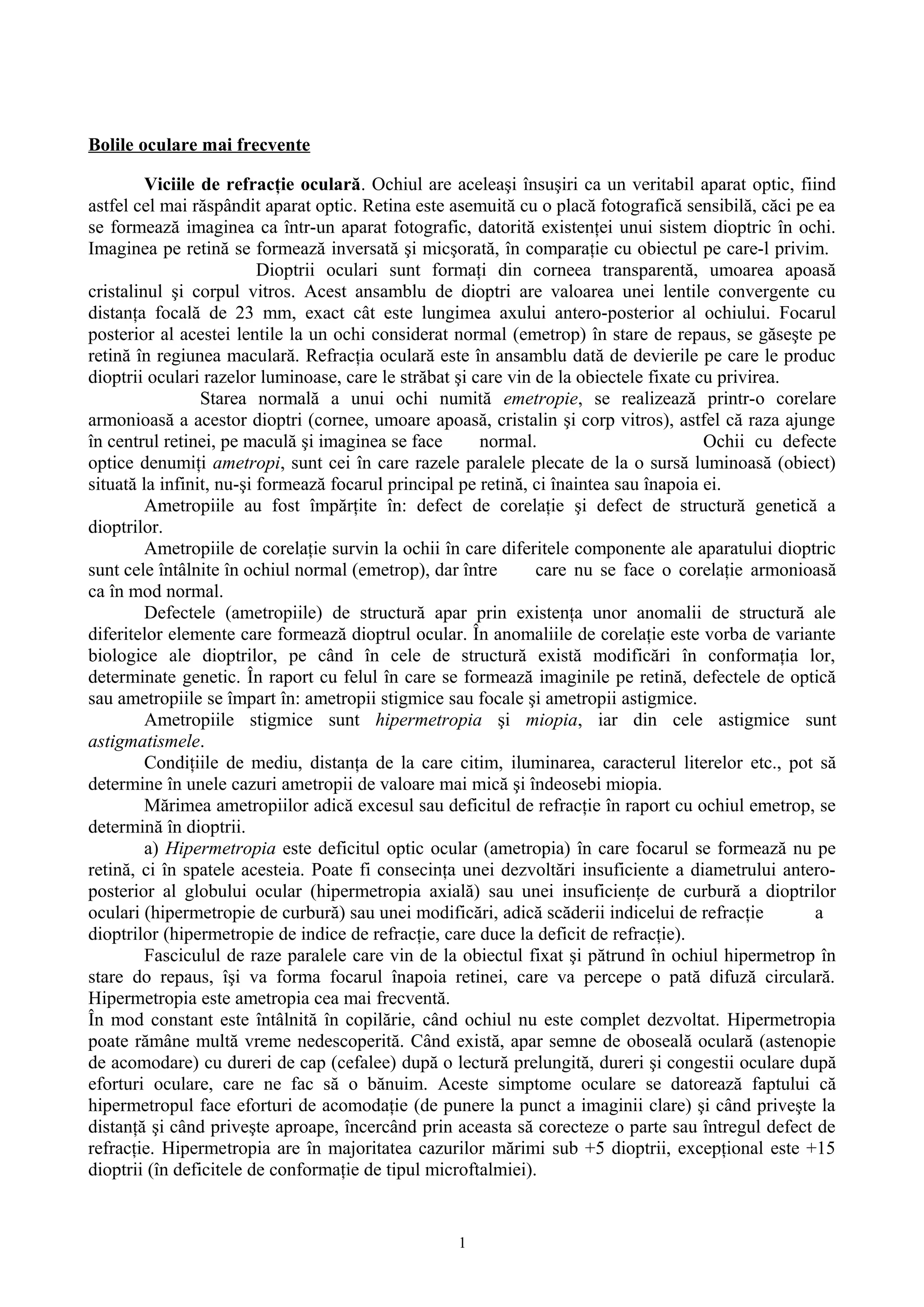 Bolile oculare mai frecvente | DOC