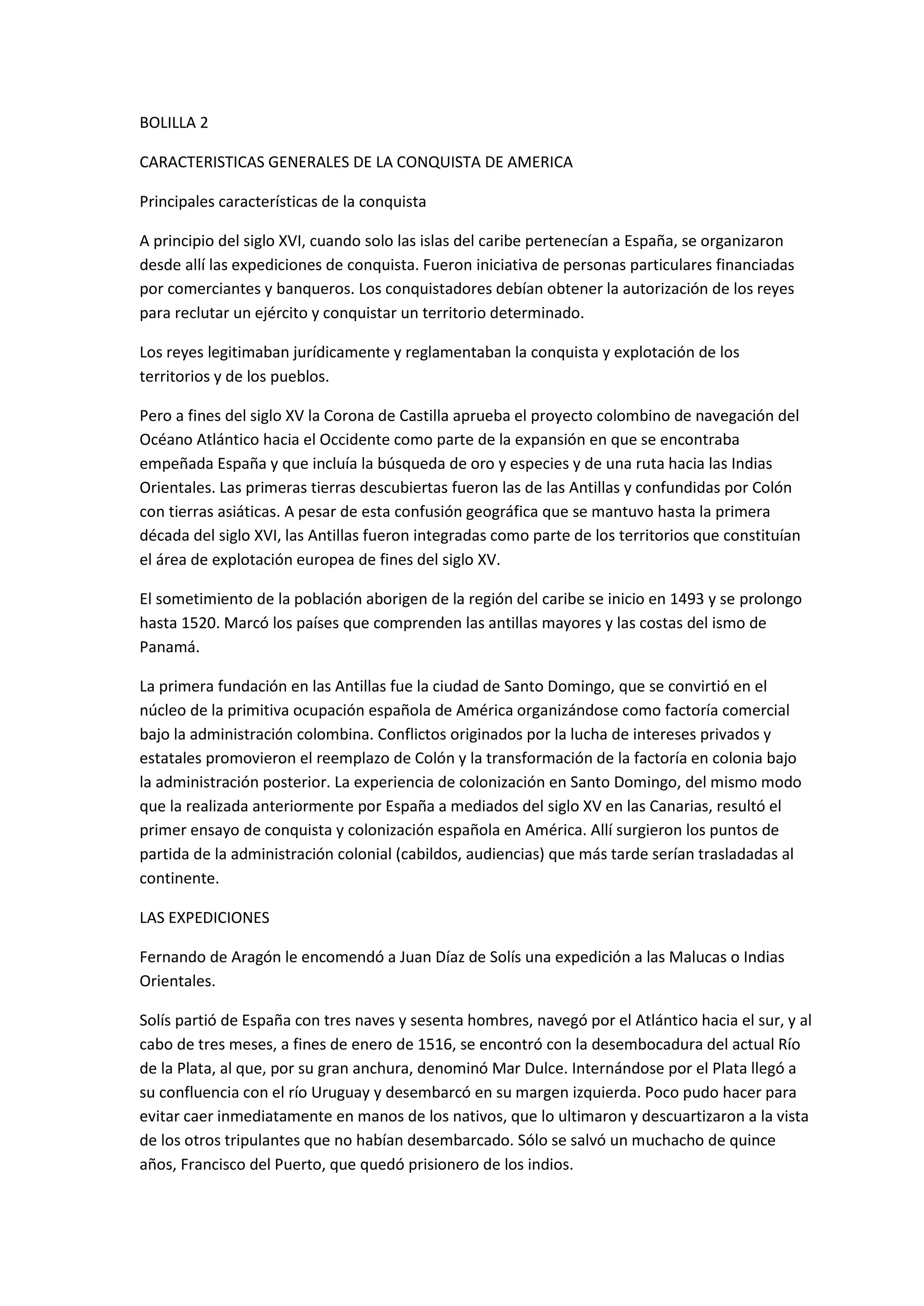 Características generales de la conquista de América | DOCX