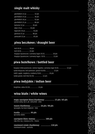 Bollywood lounge drinkmenu | PDF