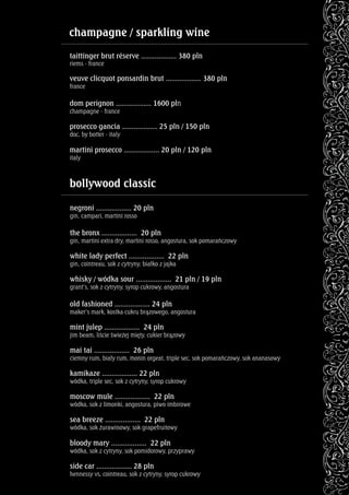 Bollywood lounge drinkmenu | PDF