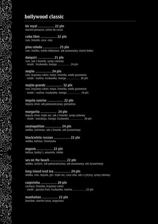 Bollywood lounge drinkmenu | PDF