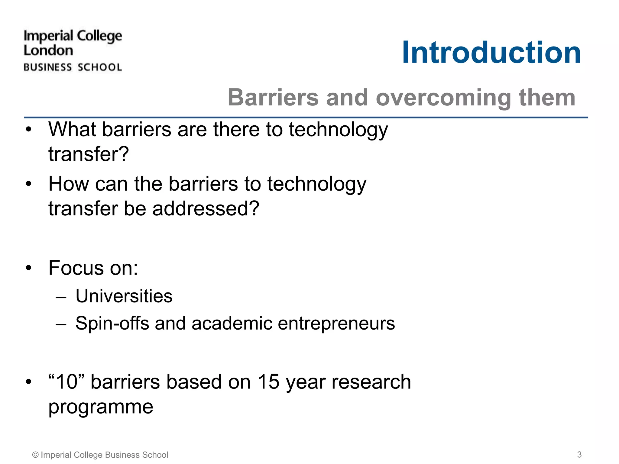 Barriers to technology transfer and policies - Mike Wright | PPTX