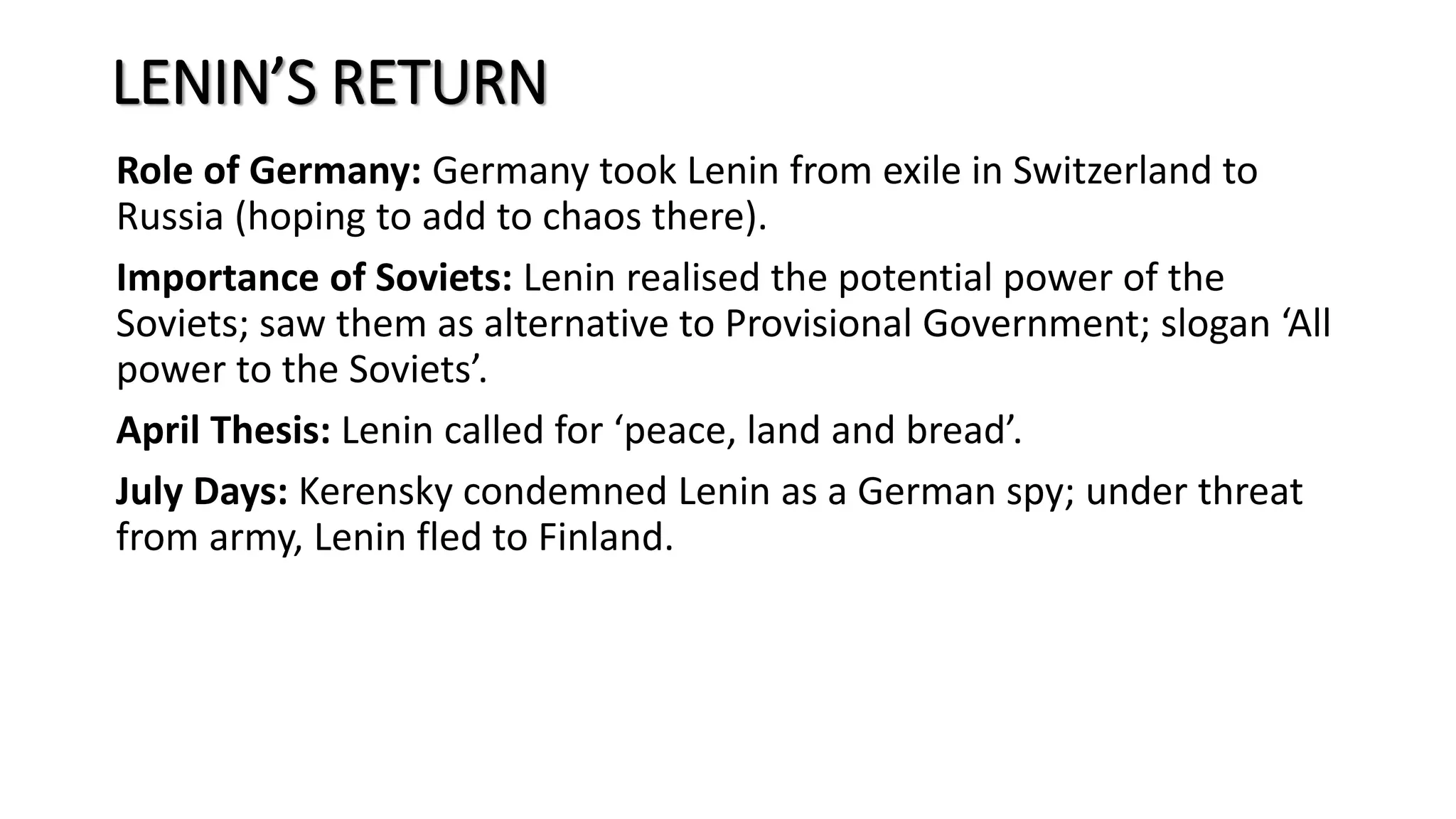 CAMBRIDGE AS HISTORY: RUSSIAN REVOLUTION MODULE. THE BOLSHEVIKS RISE TO ...