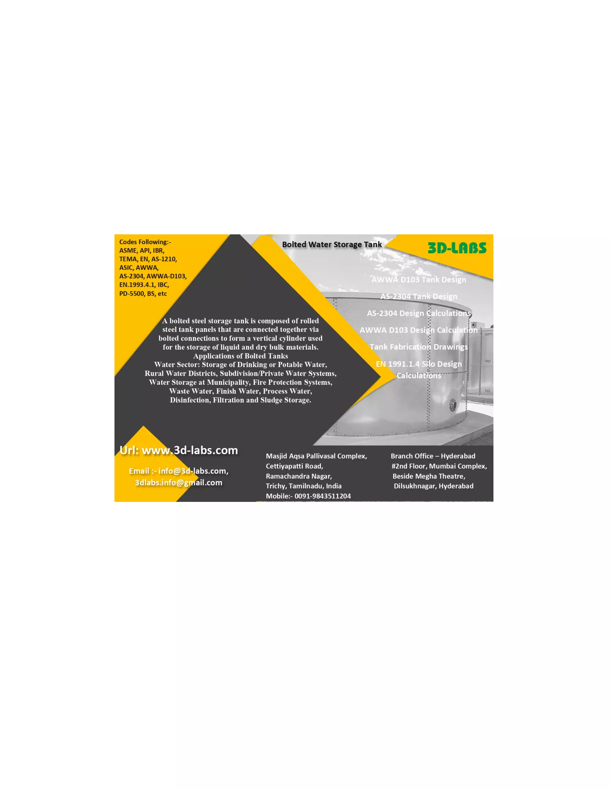 bolted water storage tank design | PDF