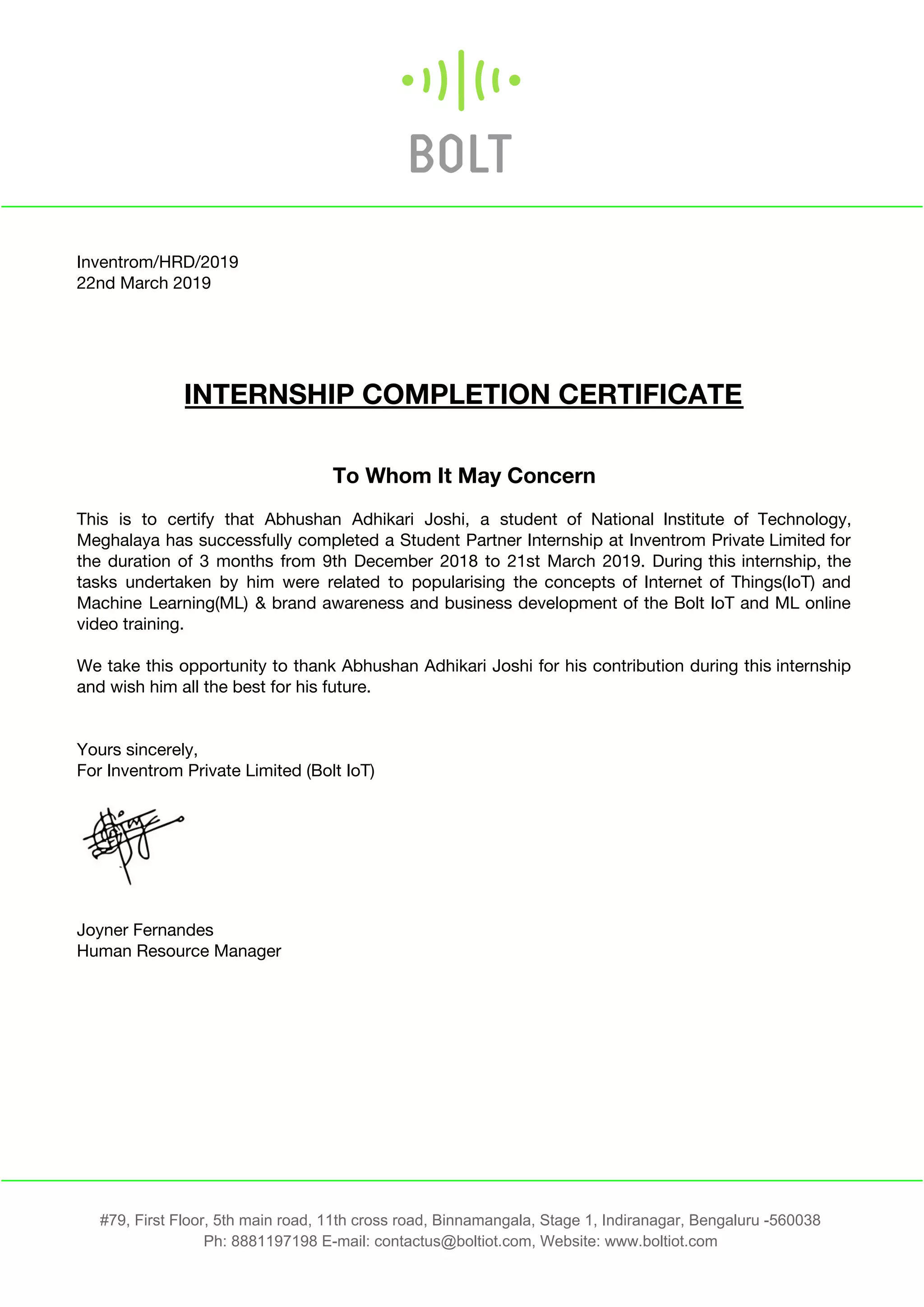 Internship Completion Certification | PDF