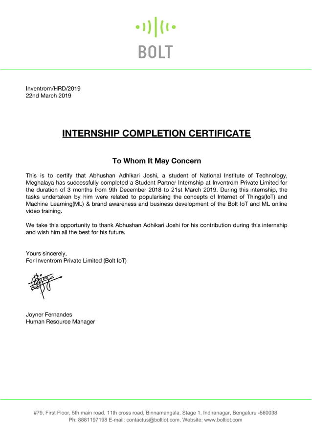 Internship Completion Certification | PDF