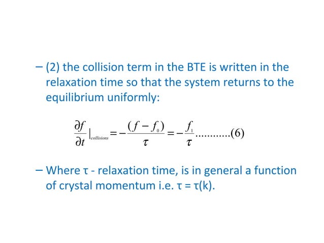 Boltzmann Transport Equation Ppt