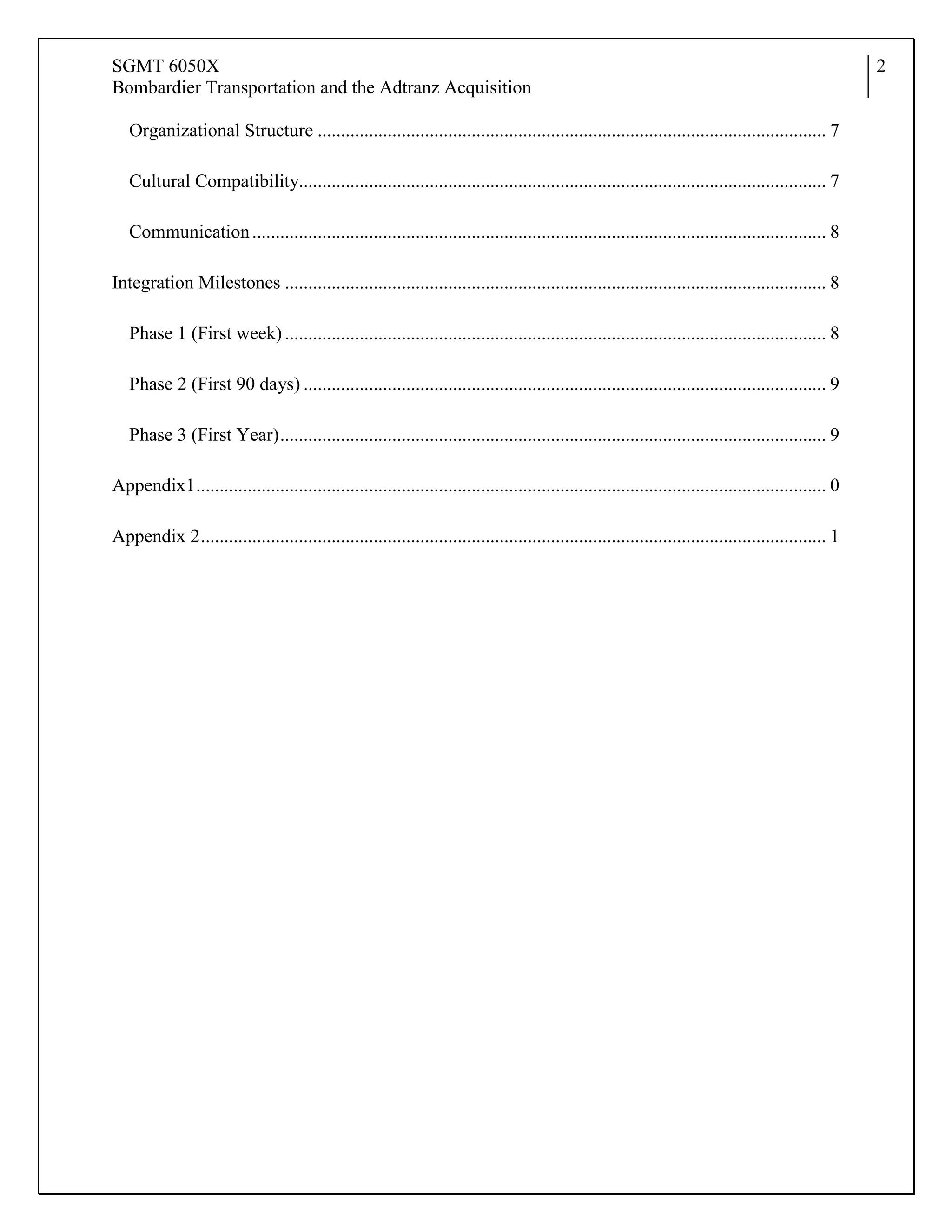 Bombardier Integration Plan | PDF