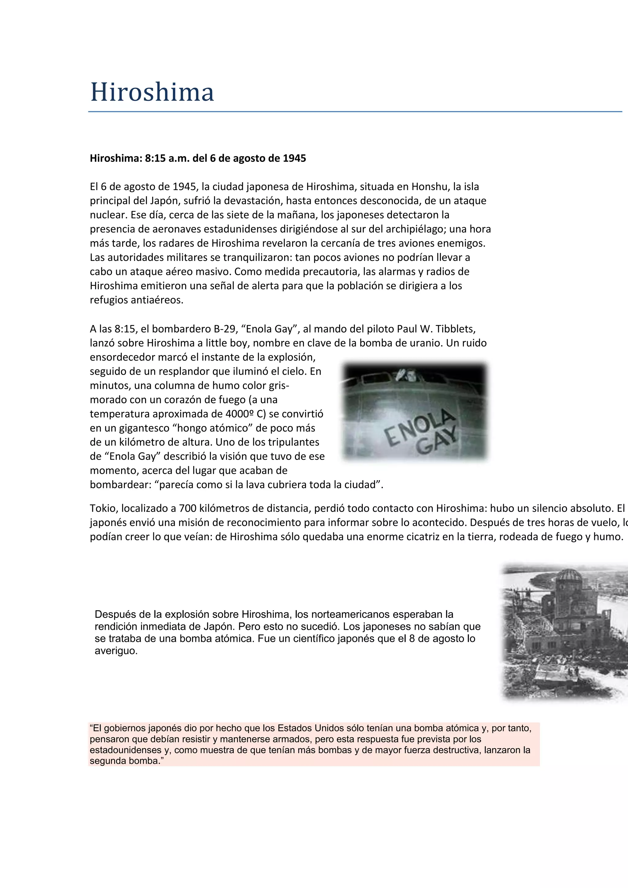 Bombas atómicas en la segunda guerra mundial | DOCX