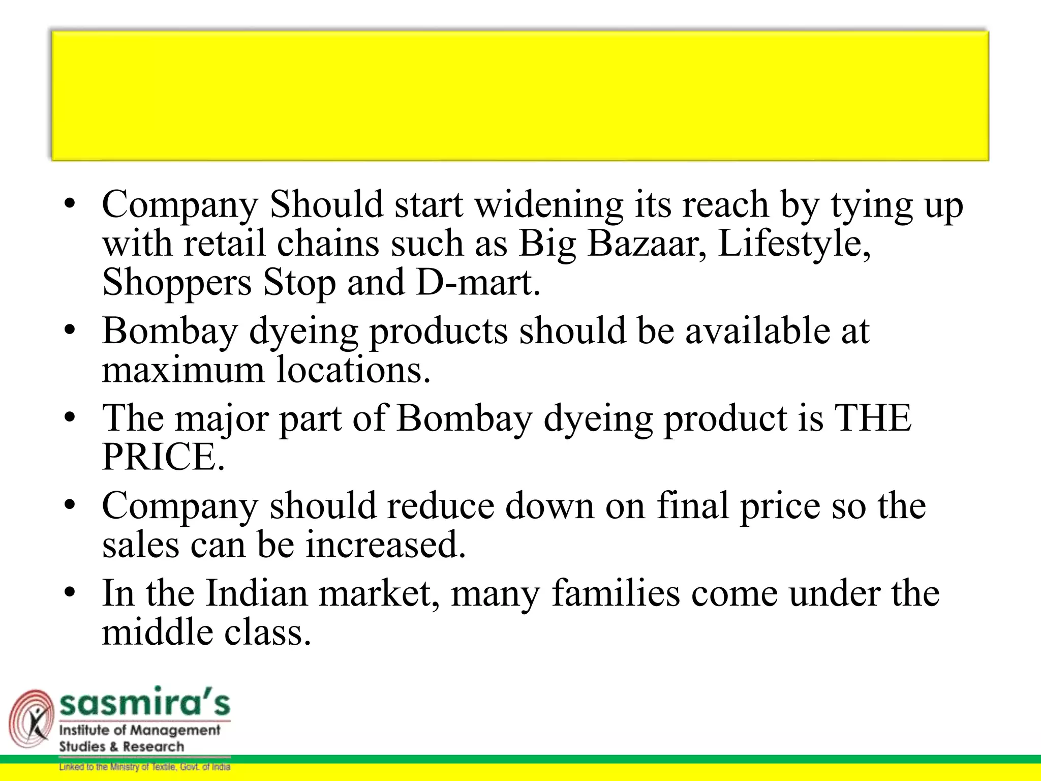 Bombay dyeing issues and relaunch strategies 2016 | PPTX
