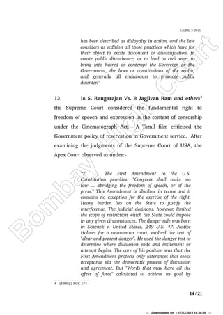 Bombay High Court - Judgement on Aseem Trivedi, Sedition Case | PDF