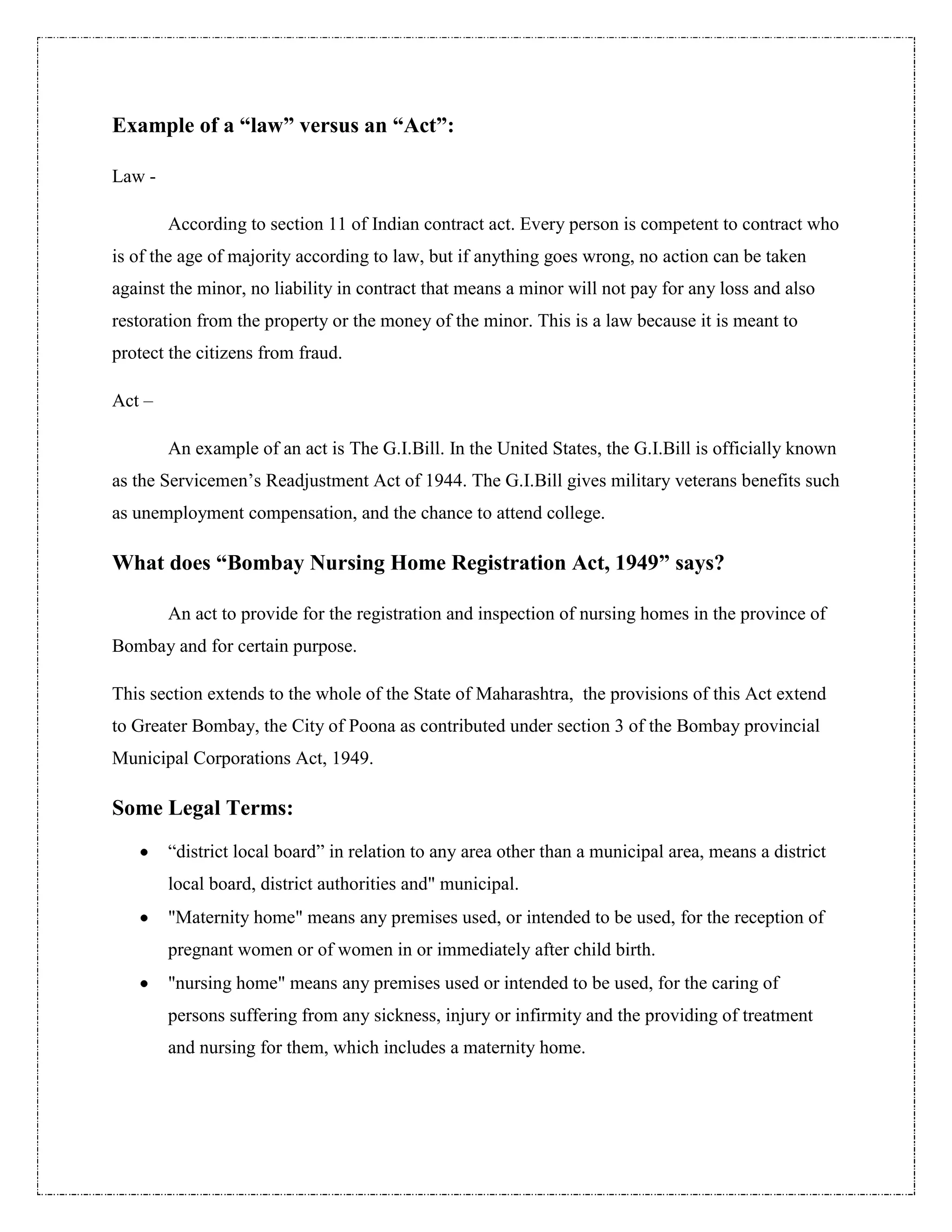 Bombay nursing home registration act | DOCX