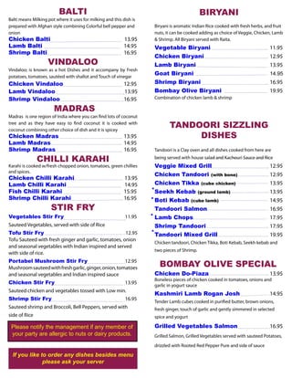 Bombay Olive Dinner Menu | PDF
