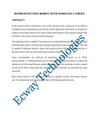 Bomb detection robot with wireless camera | PDF