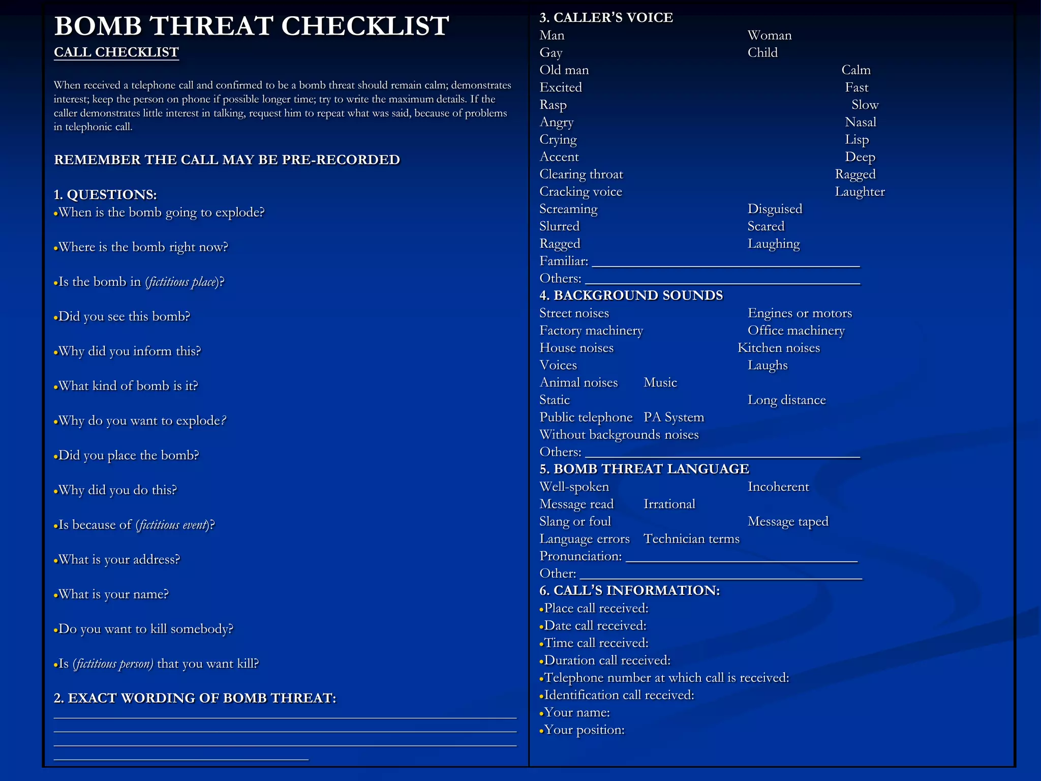 Bomb threat presnt | PPTX
