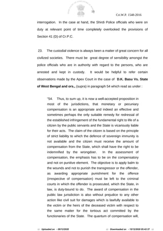 Bom hc custodial death compensation order | PDF