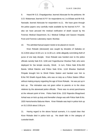 Bom hc custodial death compensation order | PDF