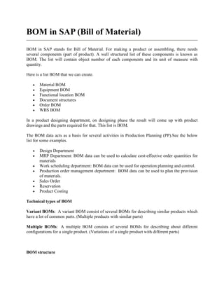 Bom in sap | DOCX