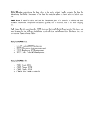 Bom in sap | DOCX