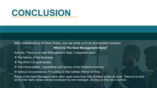 Management Styles | PPTX | Executive Leadership & Management | Business