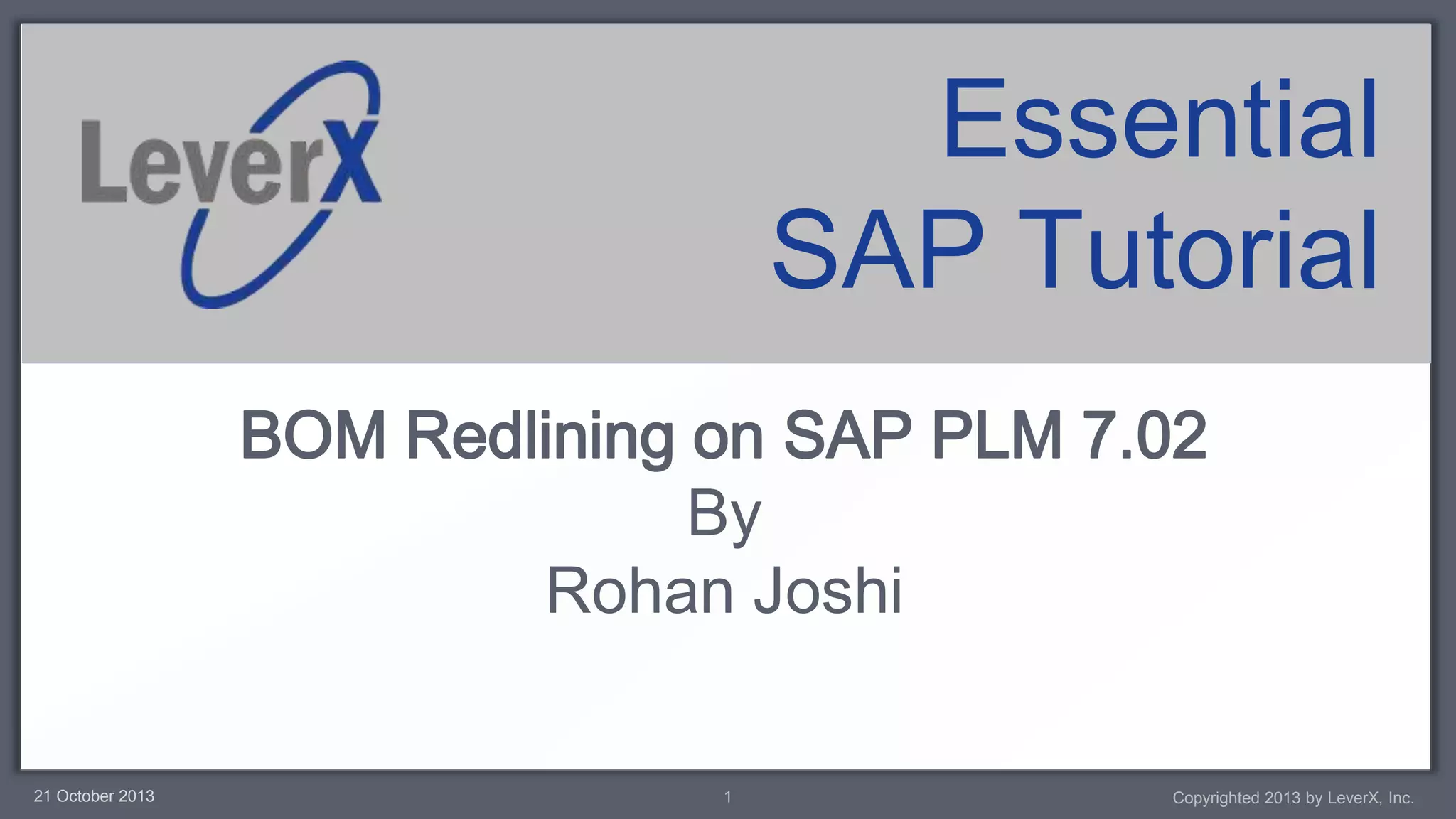 SAP PLM Bill of Material (BOM) Redlining | PPTX | Technology & Computing