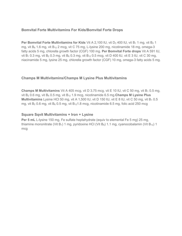 Bomvital forte multivitamins for kids | DOCX | Herbs and Supplements ...