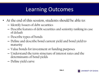 Bond and Bonds valuation slides for finance students | PDF