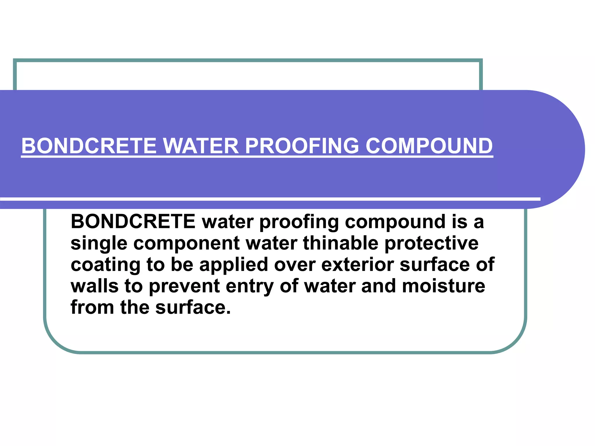 Bondcrete water proofing compound | PPT