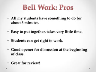 BellWork, Inside Outside Circle, Formative Assessment | PPT