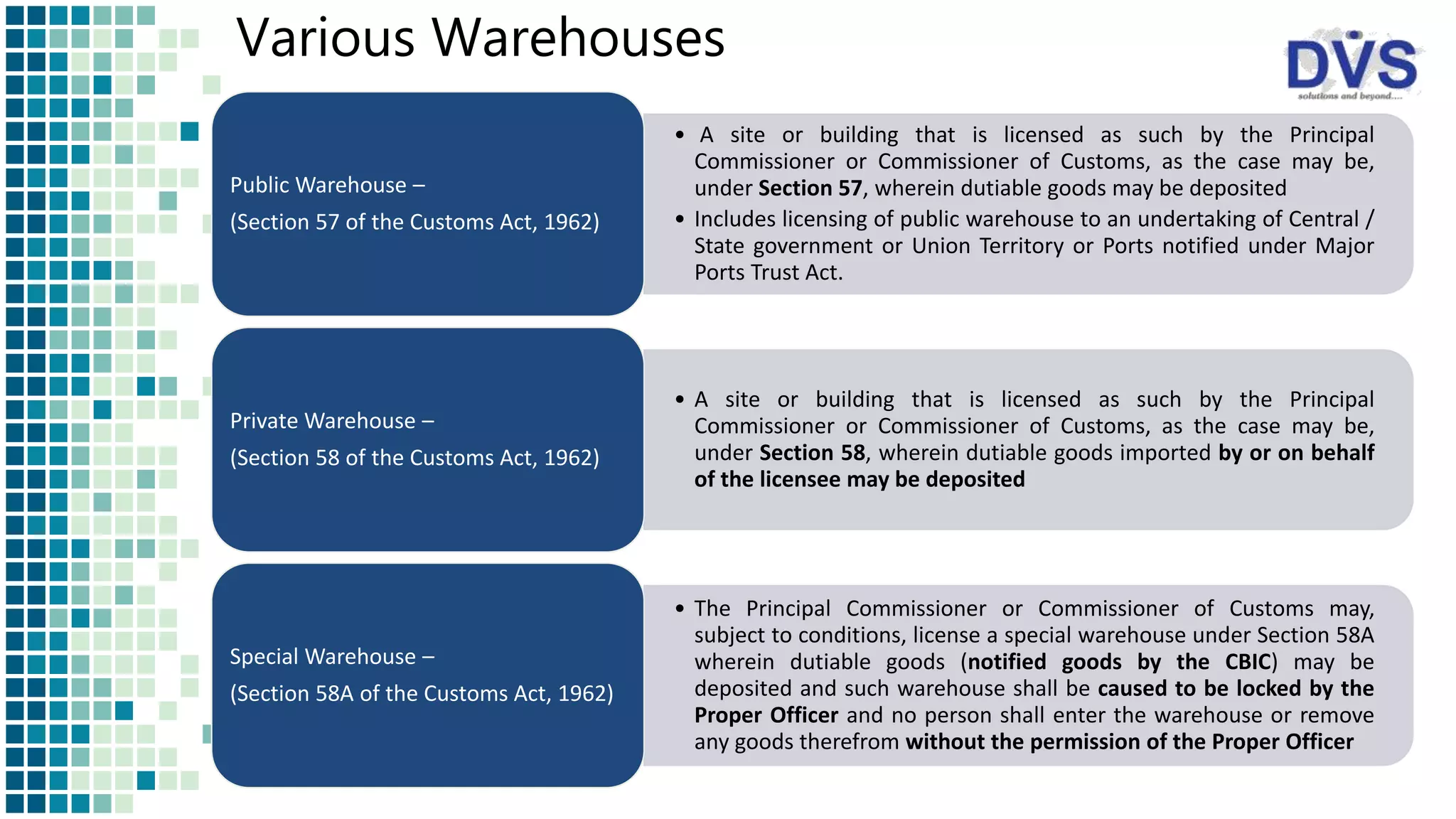 Insight on Manufacturing Bonded Warehouse Scheme under Customs Act | PPTX