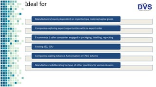 Insight on Manufacturing Bonded Warehouse Scheme under Customs Act | PPTX