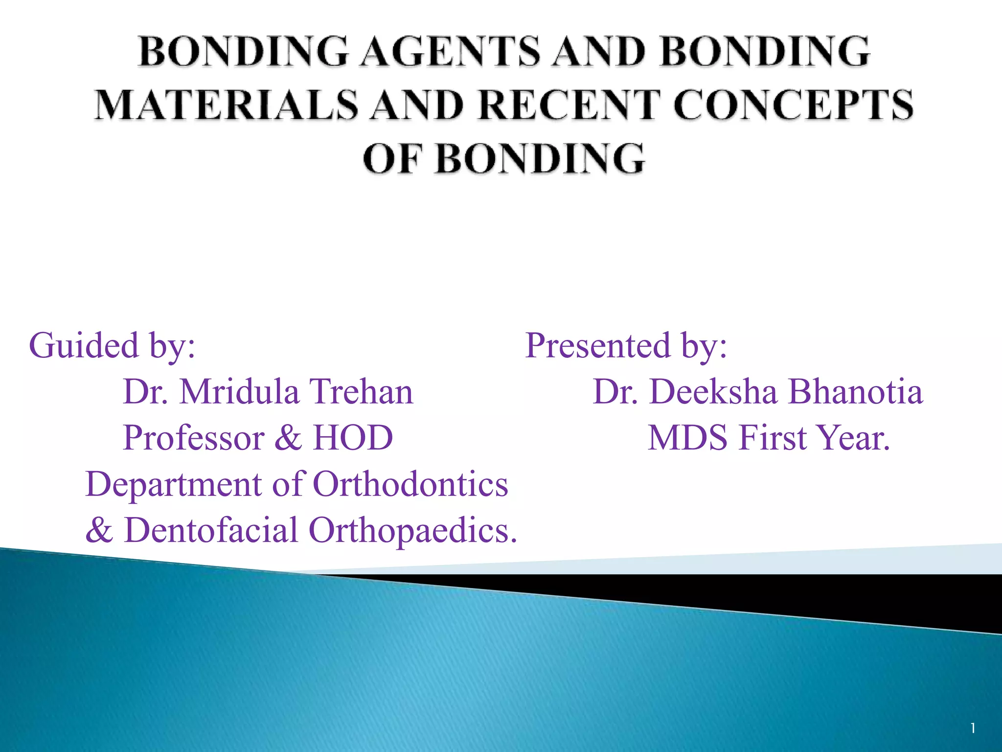 BONDING AGENTS AND BONDING MATERIALS AND RECENT CONCEPT | PPTX