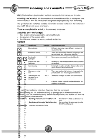 Bonding and formulas teachers notes | PDF