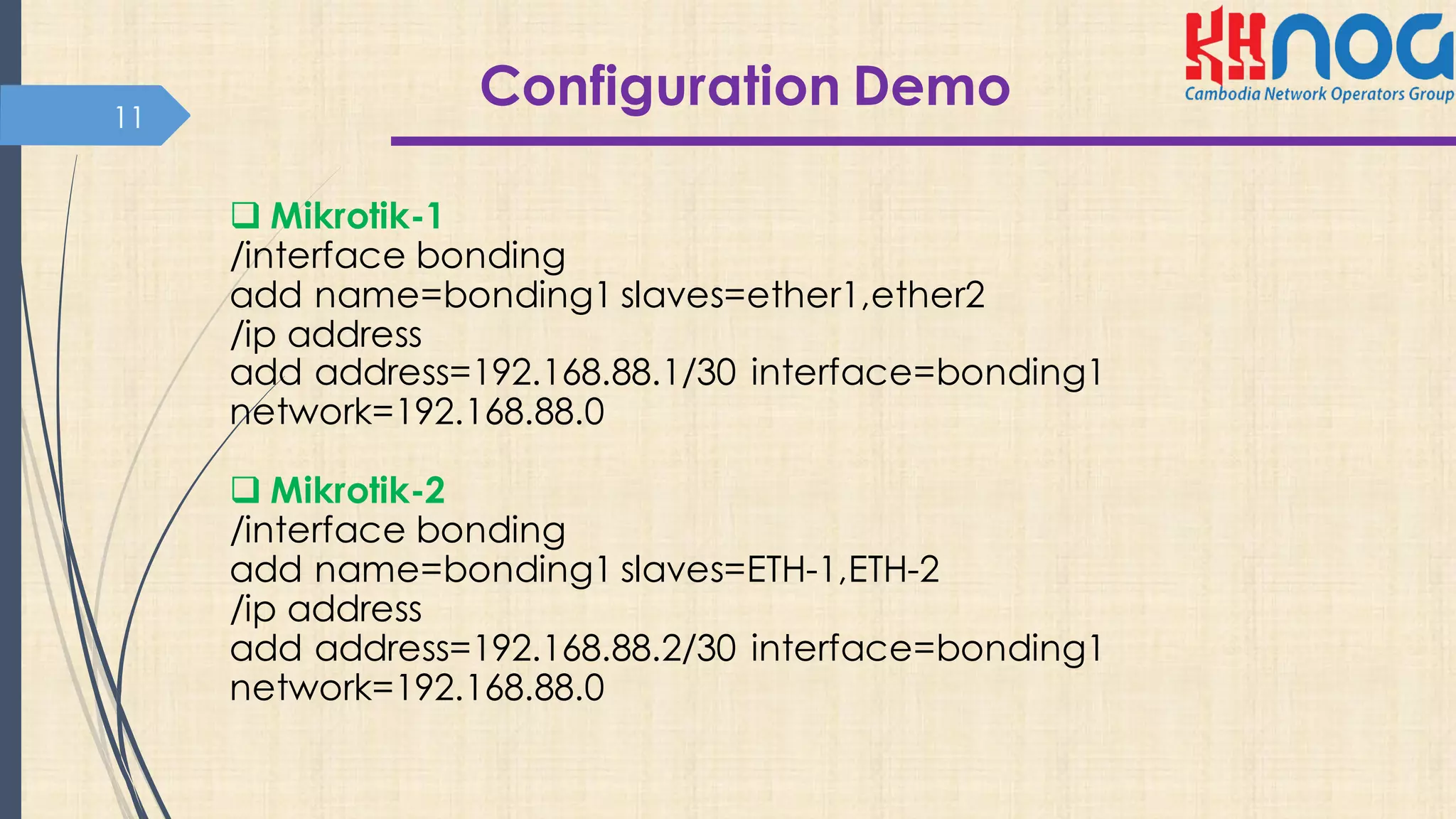 Bonding Interface in MikroTik | PDF
