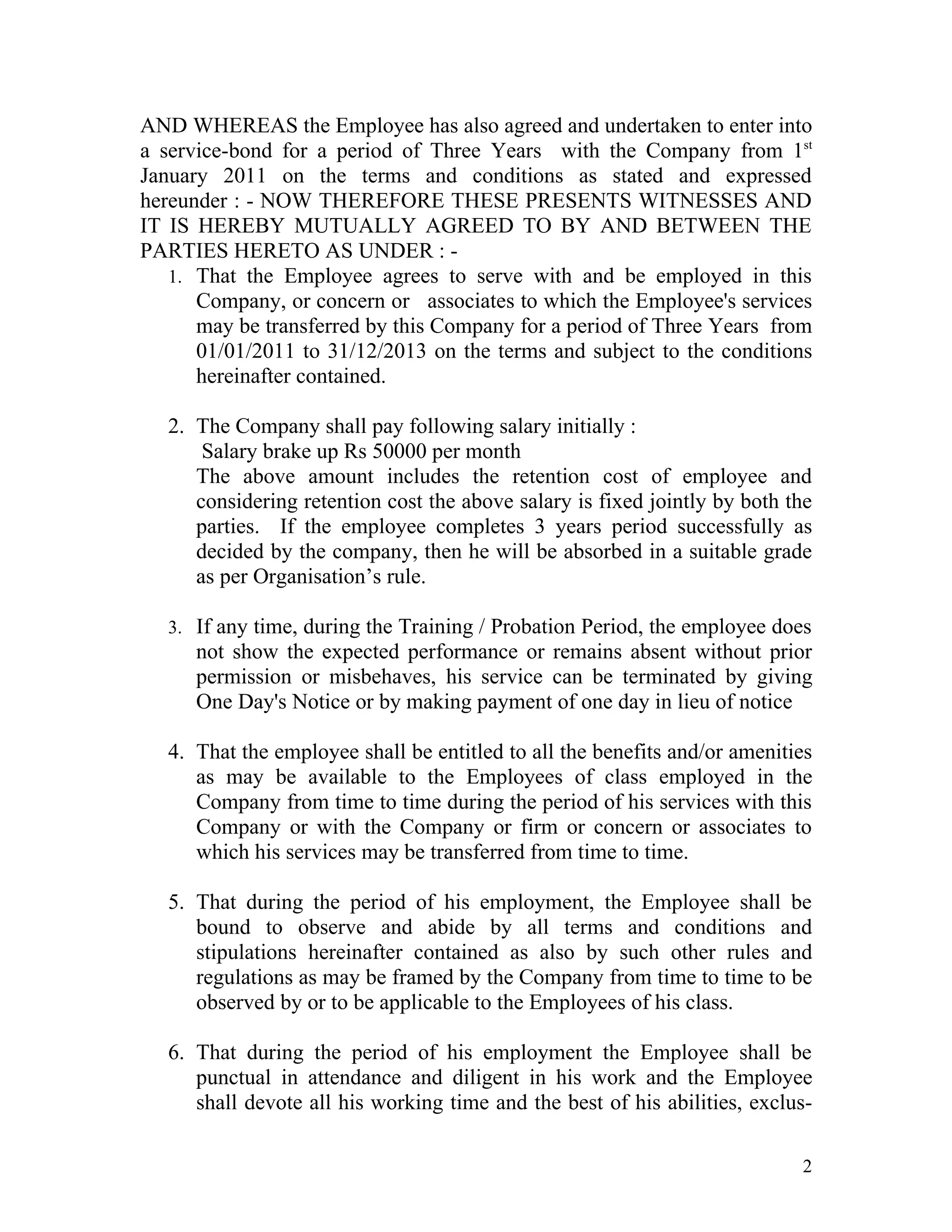 Bond of an employee by any employer | DOC