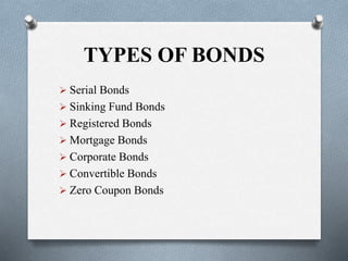 TYPES OF BONDS | PPTX | Stocks and Bonds | Personal Investing
